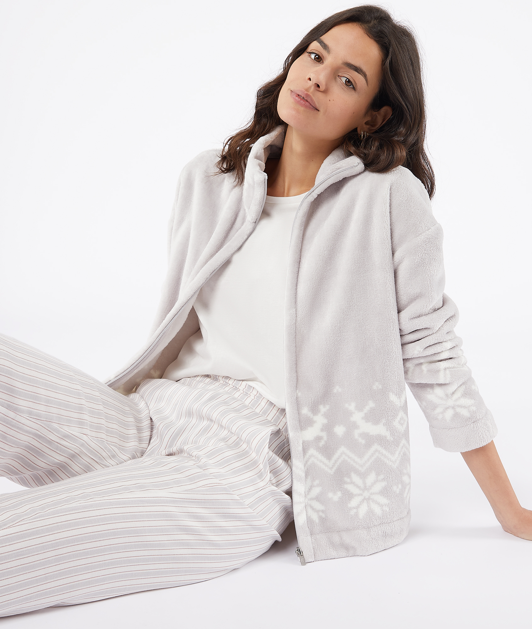 Piżama 3-częściowa z polarową bluzą EDGE GRIS CLAIR - ETAM