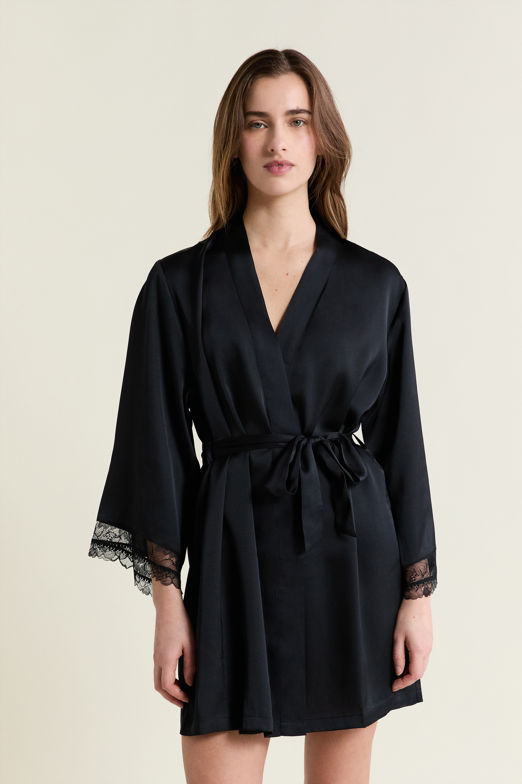 Satynowy szlafrok MINUIT NOIR - ETAM